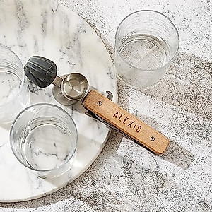 GAM Mixology Bartender Personalized Cocktail Multi Tool Silver Wood Bar Tools Engraved Set for Drink Mixing - Bar Tools: Corkscrew, Jigger, Strainer, Bar Mixer Spoon, Tongs, Opener Bartender Gift Idea