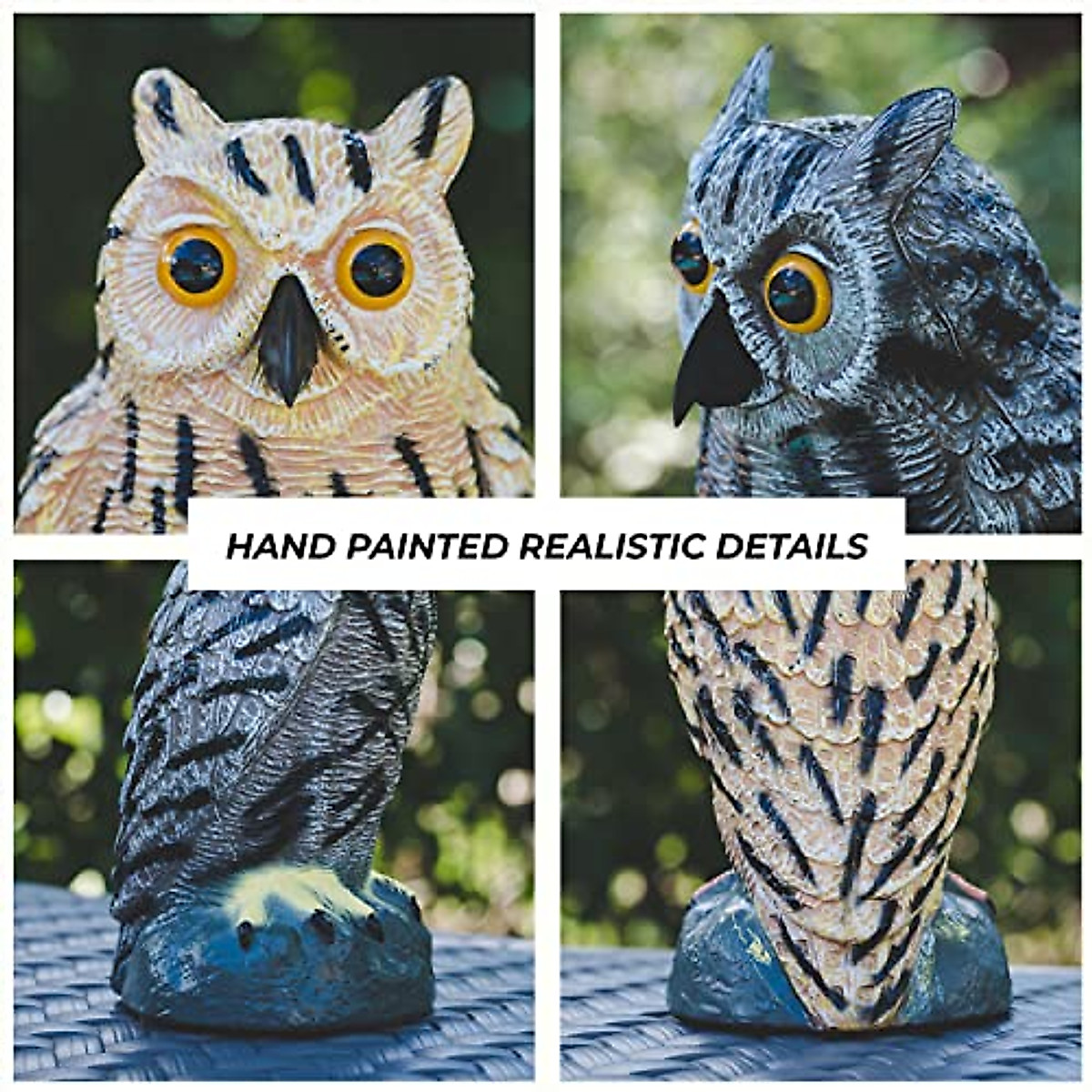 Galashield Owl Decoys to Scare Birds Away | Plastic Owls to Scare Birds Away | Owl Statue for Garden & Outdoors [Set of 2]