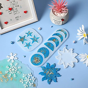 Moon Phase Resin Mould, Sun Mould Star Silicone Mould, Full Moon Epoxy Moulds with Accessories, Wall Hanging Decoration for Bedroom, Living Room, Apartment or Dorm