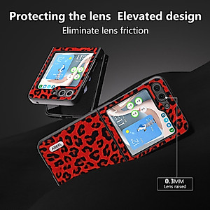 Phone Case Case Compatible with Samsung Galaxy Z Flip 3 5G,Leopard Spots Slim Thin Hard PC Shock Absorption Full Protective Rugged Cove for Galaxy Z Flip 3 5G Phone Cover (Color : Vermelho)