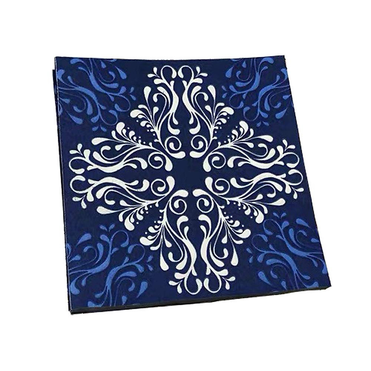 Meiosuns Cocktail Napkins Disposable Paper Tea Party Napkins with Floral Pattern, Elegant Parties Supplies, Ideal for Wedding Bridal Shower, Folded 6.5 x 6.5 Inches (Navy Blue and Flowers,40 Count)