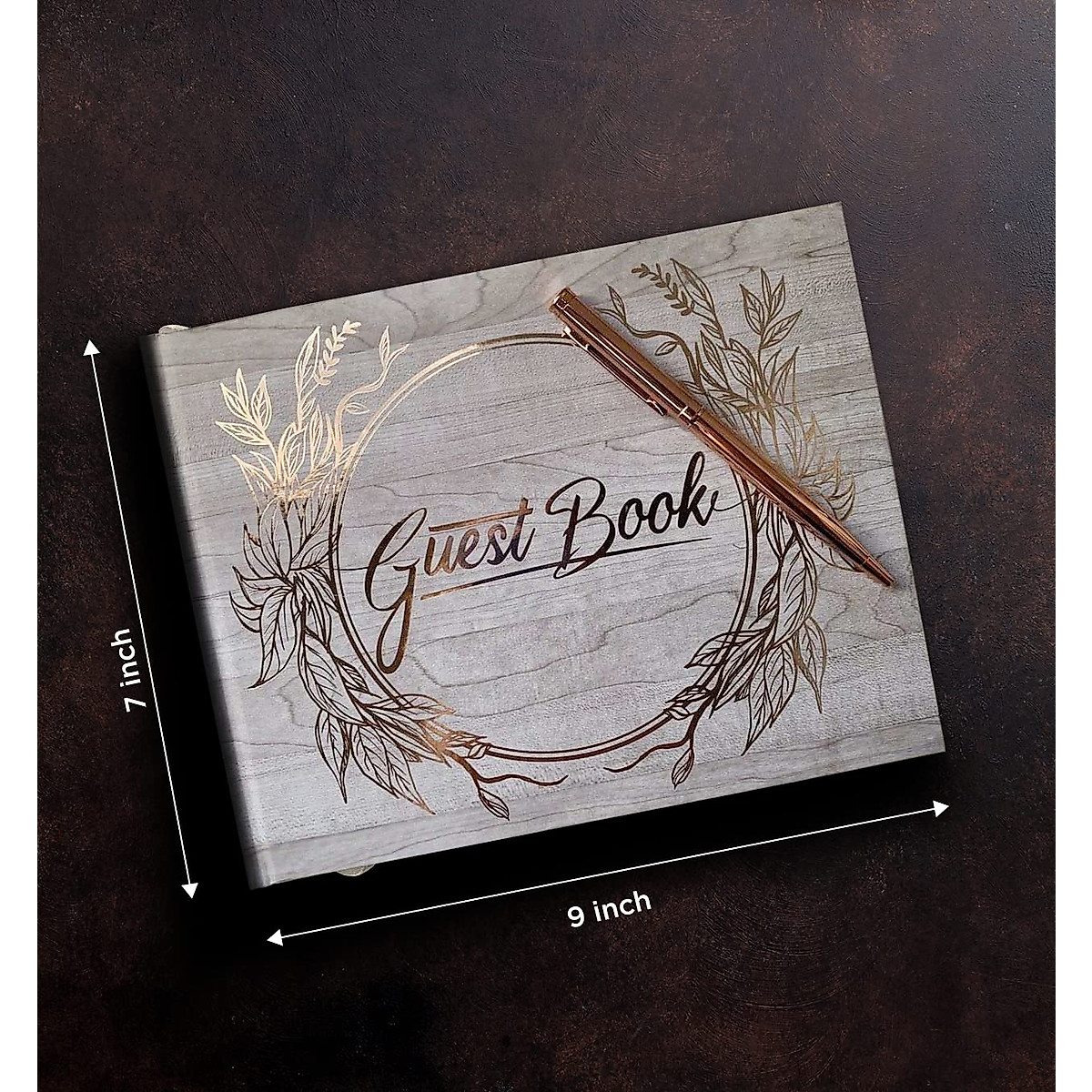 Wedding Guest Book: Grey Guest Book with 100 Pages/50 Sheets, Wedding guestbook with a Grey Hard Cover Board, and Rose Gold Stamping, Sign in Guest Book, Guest Book for Weddings, Baby Showers etc.