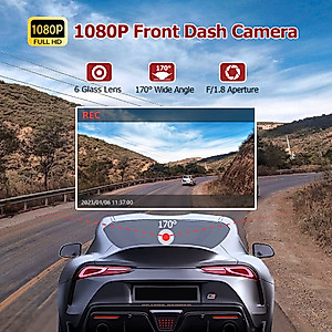 Dash Camera for Cars, 1080P FHD Dash Cam Front, Car Camera Dashcam with WiFi APP Control, Loop Recording, G-Sensor, Night Vision, 24H Parking Mode, Support 128GB SD Card Max (Not Included