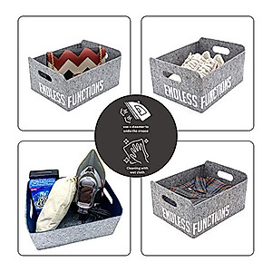 ENDLESS FUNCTIONS - Felt Printed Collapsible Stoage Bin, (Gray - Endless Functions)
