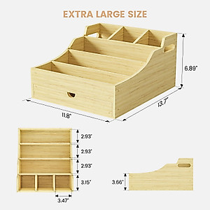 BESSIO Kitchen Utensil Holder for Counter - Extra Large Wooden Cooking Utensil Holder, Farmhouse Spatula Holder, Utensil Organizer for Countertop With Kitchen Drawers Organizer and 11 Compartments