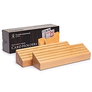 Yellow Mountain Imports Extra-Wide Solid Beechwood Playing Card Holders - Set of 2