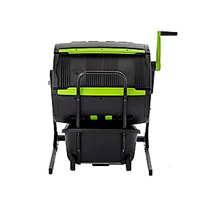 Maze 65 Gallon Dual Chamber Compost Tumbler with Large Double Door and Open Base and Comes with Maze Compost Cart