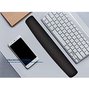Silicone Keyboard Wrist Rest Pad- Non-Slip Durable & Comfortable for Easy Typing & Pain Relief, Gel Wrist Rest for Keyboard, Strong Grip Designed for Office & Home Use Black 15.7x2.5 in