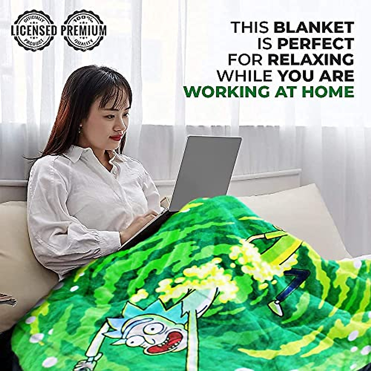 JUST FUNKY Rick and Morty Rounded Portal Blanket | 48 x 48 inches Blanket | Home Deco | Collective | Bed and Sofa Blanket | Anime Blanket | Official Licensed