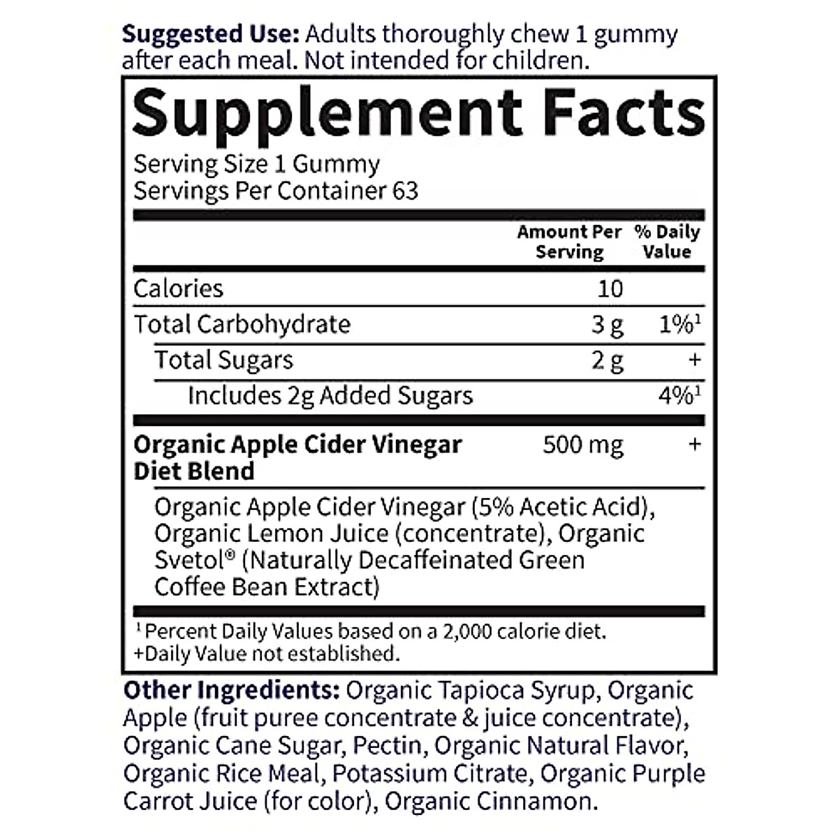 Garden of Life Apple Cider Vinegar Diet Gummies mykind Organics - Organic ACV Gummy Vitamins with Svetol Green Coffee Bean Extract to Burn Fat - 63 Vegan Non-GMO Gummies for Weight Loss & Detox