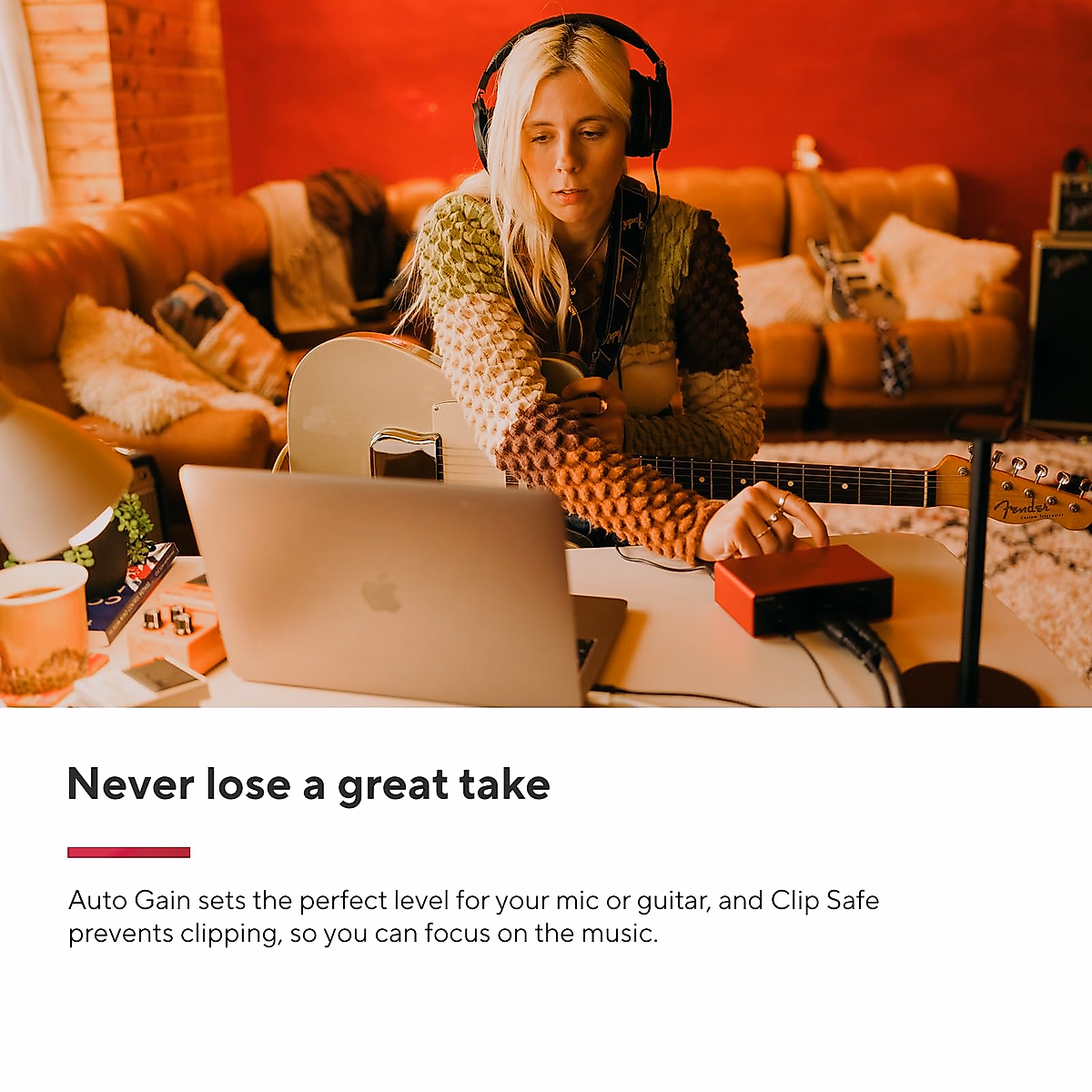 Focusrite Scarlett 2i2 Studio 4th Gen USB Audio Interface Bundle for the Songwriter with Condenser Microphone and Headphones for Recording, Streaming, and Podcasting (Renewed) (Renewed)