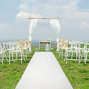 J&A Homes White Wedding Aisle Runner (3 Feet x 100 Feet) — Includes Pull String and Double-Sided Adhesive Tape — Scroll Pattern Runner is Great for Indoor or Outdoor Weddings, Prom and Parties (White)