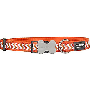 Red Dingo Reflective Ziggy Dog Collar, Small-Medium, Orange