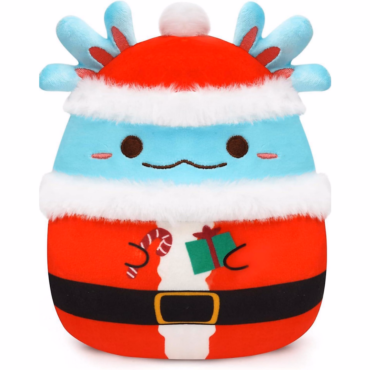 JIAJEGTGT Christmas Axolotl Plush Toy Stuffed Animal,11" Blue and Red Soft Plush Pillow Kawaii Plushies Christmas Decoration,Plush Toys Gift for Kids Boy Girl