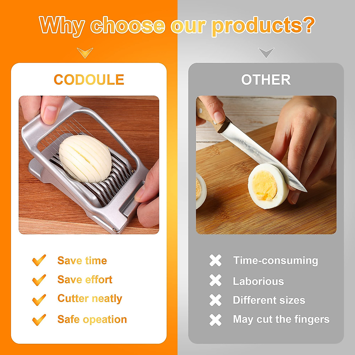 Egg Slicer for Hard Boiled Eggs Egg Cutter Strawberry Slicer Heavy Duty Aluminium Slicer Stainless Steel Wire Multipurpose Egg Slicer Dicer for Soft Fruit Mushroom