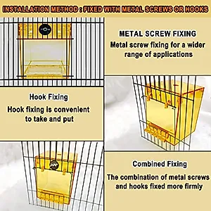 kathson Parrot Bath Box Hanging Bird Bathtub Tub Bath Acrylic No-Leakage Shower Box Bowl Cage Accessory for Small Pet Bird Parakeets Canary Cockatiel Budgies Lovebirds（Yellow）