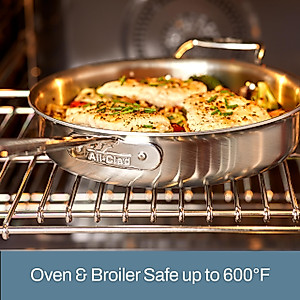 All-Clad D5 5-Ply Stainless Steel Large Weeknight Frying Pan 4 Quart Induction Oven Broiler Safe 600F Pots and Pans, Cookware Silver