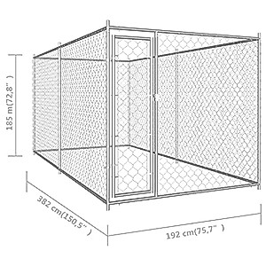 vidaXL Outdoor Dog Kennel Dog Pet House Playpen Animal Dog Supply Enclosure Fencing Panel Metal Weather-resistant Easy to Assemble 150.4"