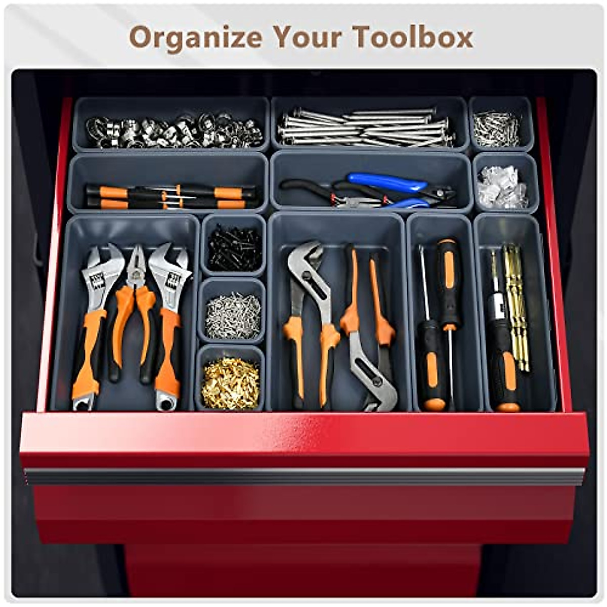 【𝟰𝟮𝗣𝗖𝗦】A-LUGEI Tool Box Organizer Tray Divider Set, Desk Drawer Organizer, Garage Organization and Storage Toolbox Accessories for Rolling Tool Chest Cart Cabinet Work Bench Small Parts