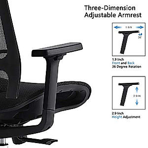 BILKOH Ergonomic Office Chair with Mesh Seat & Adjustable Lumbar Support, High Back Desk Chair with Breathable Mesh, Wide Headrest & Reclining Swivel Task Chair, 3D Armrest & Height Computer Chair