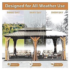 12'x20' Hardtop Gazebo, Galvanized Steel Patio Double Roof Aluminum Gazebo with Curtains and Netting, Metal Permanent Pavilion Outdoor Gazebos for Porch Party, Garden, Grill Gazebo