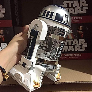 TEENKON French Press Insulated 304 Stainless Steel Coffee Maker, 32 Oz Robot R2D2 Hand Home Coffee Presser, with Filter Screen for Brew Coffee and Tea