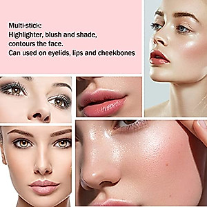 Boobeen Blush Stick Highlighter Makeup Stick Matte Contour Stick, Lightweight Cheek Blush Cream Shimmer Contouring Stick, Waterproof Multi Stick for All Skin Smooth & Natural