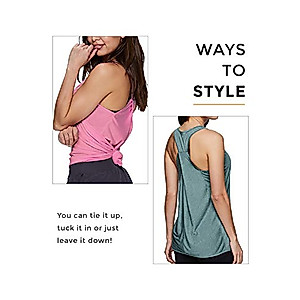RBX Active Women's Flowy Yoga Workout Super Soft Twist Back Tank Top Tunic Charcoal S21 M