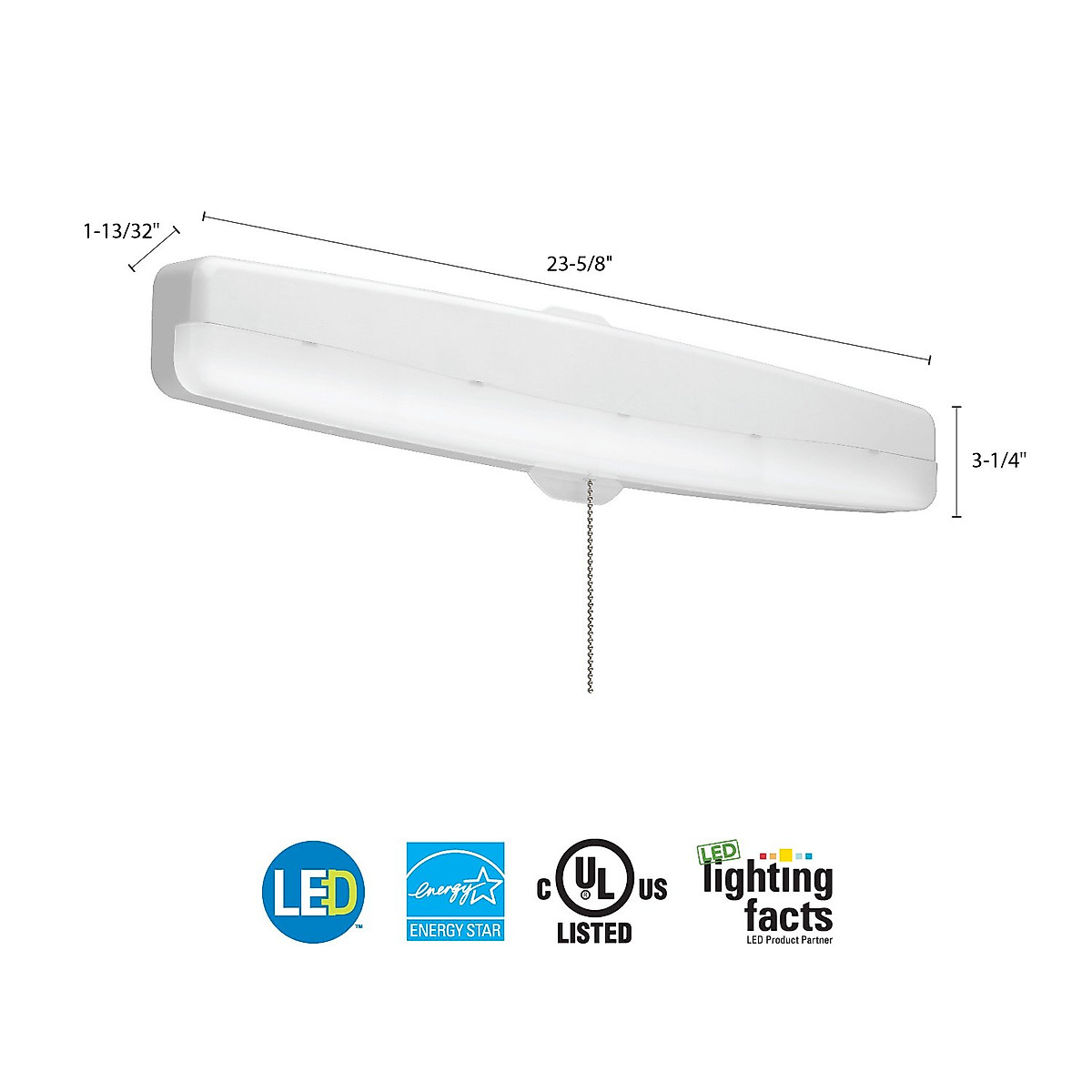 Lithonia Lighting FMMCL 24 840 S1 M4 LED Flush Mount Closet Light with Pull Chain, White, 24"