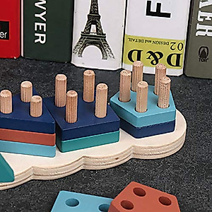 MCJL Children's Geometric Shape Toys Wooden Puzzle Toy Cubic Toy Baby Cube Shaped Cognitive Toys Birthday Present