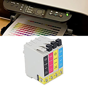 4PCS Ink Cartridge Colorfast Large Capacity BK C M Y Printer Ink Cartridge Combo Pack ABS Material for Printer Printing Documents (T0461/T0472/T0473/T0474)