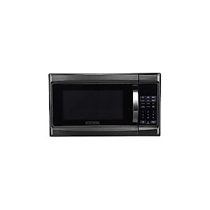 Black+Decker 1000 Watt Stainless Steel Small Microwave Countertop Oven with 6 Cooking Modes, Digital Touch Controls, and Display, Black