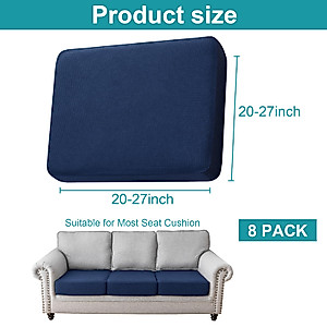 LiveGo Patio Sofa Cushion Cover Outdoor Waterproof Cushion Cover Replacement Patio Furniture Cushions Couch Slipcovers Chair Seat Cover Soft Flexibility Protector (2, Navy Blue)
