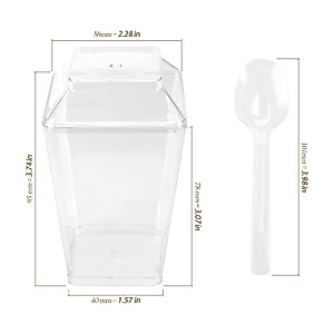 HEIHAK 100 Set 5 oz Dessert Cups With 100 Lids and 100 Spoons, Clear Parfait Shooter Cups Set, Plastic Dessert Cups Appetizer Cups Bulk for Banana Pudding Cookies Baking Ice Cream Cake Fruit, Mousse