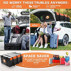 Sailnovo Rooftop Cargo Carrier 20 Cubic PVC Car Roof Cargo Carrier Waterproof Soft-Shell Includes Anti-Slip Mat, 6 Door Hooks, Car Top Carrier for Top of Vehicle with/Without Roof Rack Cross Bar