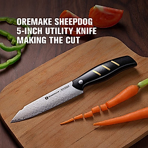 OREMAKE Sheepdog Chef's Knife - 5 Inch, Multipurpose Utility Knife for Cutting, Slicing, or Dicing