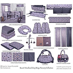 Bacati Woodlands Grey/Beige Neutral Cotton Nap Mat, Beige/Grey