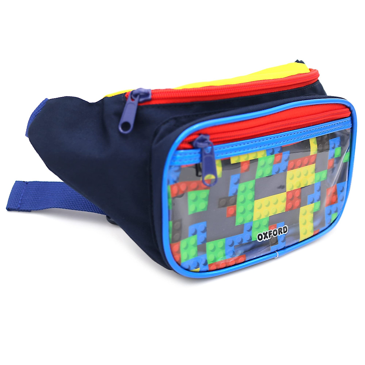 Bricks Patterned Waist Fanny Pack Hipsack Colored Building Blocks Belt Bag Crossbody Sling Phone Pouch for Travel