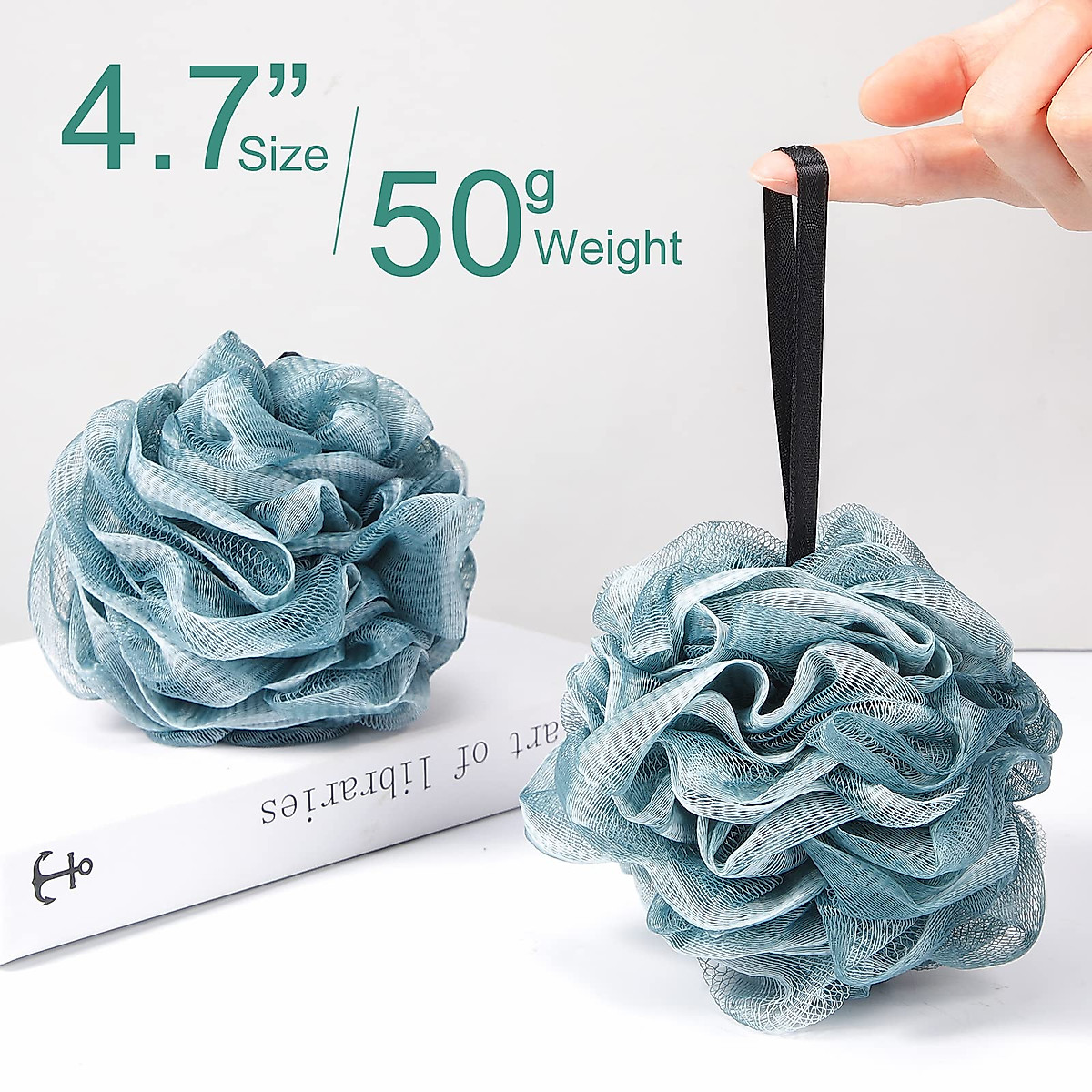 48 Pack Bath Sponge Shower Loofahs Bulk 50g Soft Net Body Scrubber Sponge Ball Body Shower Puff Mesh Pouf Bath Scrunchies Body Wash Puff for Men and Women Exfoliating Shower Pouf Balls (Classic Color)