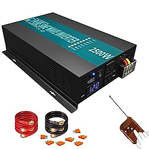 WZRELB Reliable 2500W Pure Sine Wave Solar Power Inverter 48V 110V 120V 60Hz Power Converter LED Display DC to AC Power Generator with Remote Controller Hardwire Terminal
