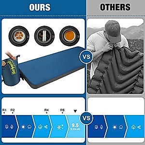 Beyondhome Odorless Air Mattress Queen 18 Inch, Comfort Self Inflating Sleeping Pad 4 Inch Thick