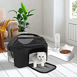 Henkelion Cat Backpack Carrier Pet Travel Bag, Small Dog Backpack for Small Medium Pets, Airline Approved Carrier for Pets Up to 20 lbs, Soft Sided Cat Carrying Box, Collapsible Puppy Carrier - Black