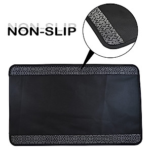 KAYOUBI Cat Litter Mat Litter Trapping Mat (Right Hand Pet Grooming Gloves Cat Brushes Included) Double-Layer Kitty Paw Design Kitty Mat (with Glove for GentleShedding) (WITH GLOVE, BLACK BLUE)