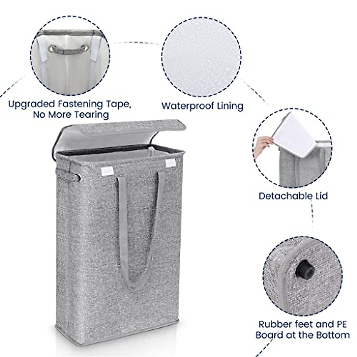 WALNUTA Folding Dirty Laundry Basket Foldable Basket Hamper Bin Bag Hamper with Lid Laundry Storage Baskets Washing Hamper (Color : A, Size : 1200D49-Grey)