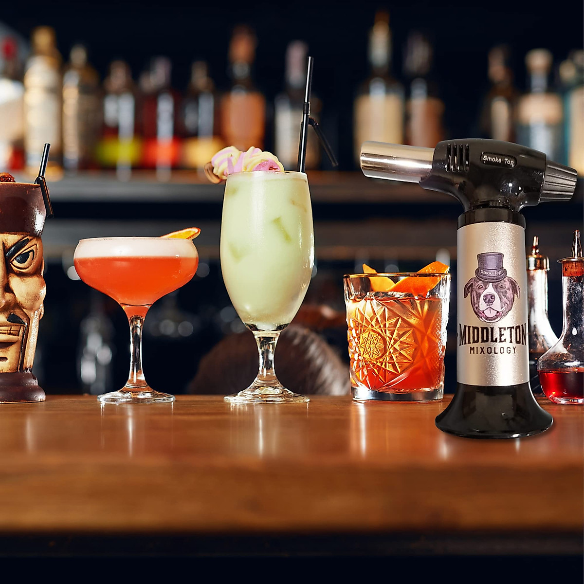 Cocktail Torch - Culinary, Kitchen, BBQ, Smoker, Food Searing Butane Torch - Refillable Torch Perfect for Smoking Old Fashioned Drinks - Perfect for Cocktails, Whiskey, & Bourbon - NO BUTANE INCLUDED