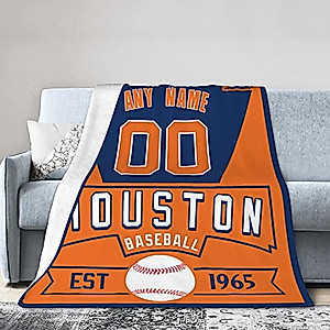 Custom Blanket for Bed Fans Gift Baseball City Winter Summer Fleece Throw Blankets Personalized Name and Number, 30"x40", 50"x60", 70"x80"