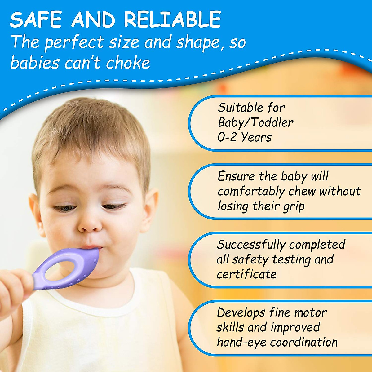 Ecovona Baby Toothbrush & Toddler Toothbrush for Age 0-2 Years Old | Extra Soft Bristle for Baby Teeth & Infant Gums | BPA-Free, Easy-Grip Finger Handle & Teething Pad | Dentist Recommended | 4-Pack