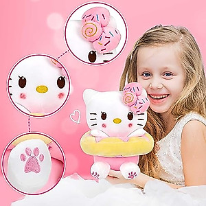 12inch Donut Cat Plush Toys Kitty Doughnut Stuffed Animal, Soft Cute Kawaii Cat Kitten Plushie for Girls
