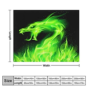 Fire Head of Dragon Flannel Fleece Throw Blanket Soft Warm Lightweight Fuzzy Plush Blankets for Bed Couch Sofa 70"x80"