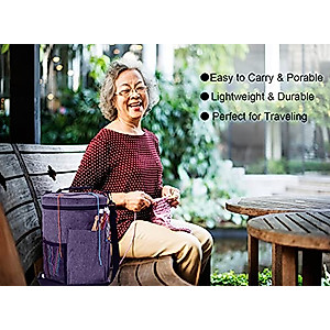 Weabetfu Large Capacity Portable Yarn Organizer Knitting Tote Storage Bag with Shoulder Strap Yarn Bags Have Pocket for Crochet Hooks,Knitting Needles & Accessories,Prevent Yarn Tangle(Purple)